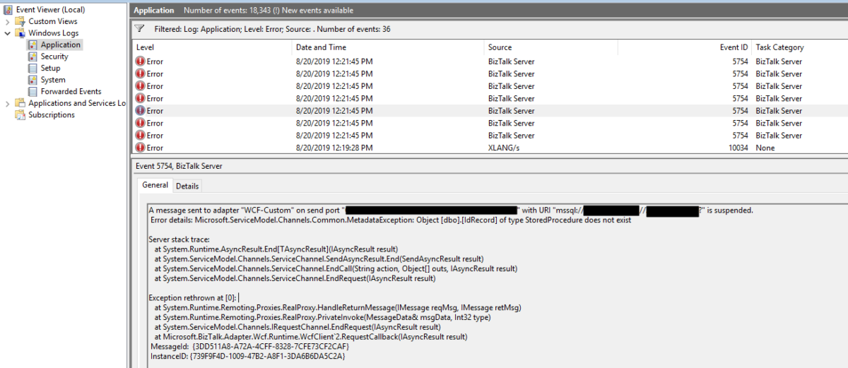 BizTalk WCF-SQL Error: Microsoft.ServiceModel.Channels.Common.MetadataException: Object [dbo ...
