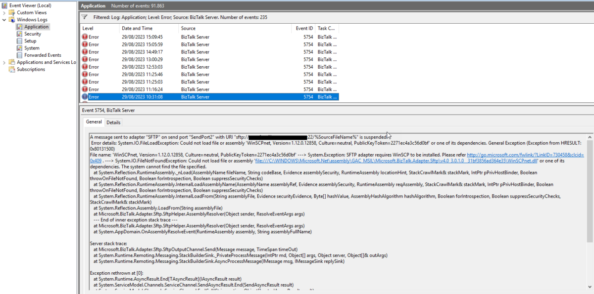 BizTalk Server and WinSCP Error: Could not load file or assembly 'WinSCPnet, Version=1.12.0 ...