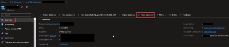 Note to myself: How to reset the Azure SQL Server admin account ...
