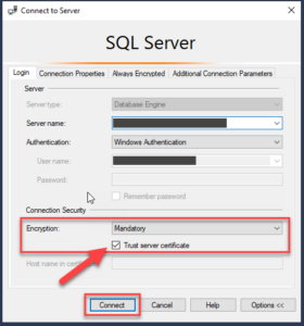 SQL Server Management Studio: The certificate chain was issued by an ...